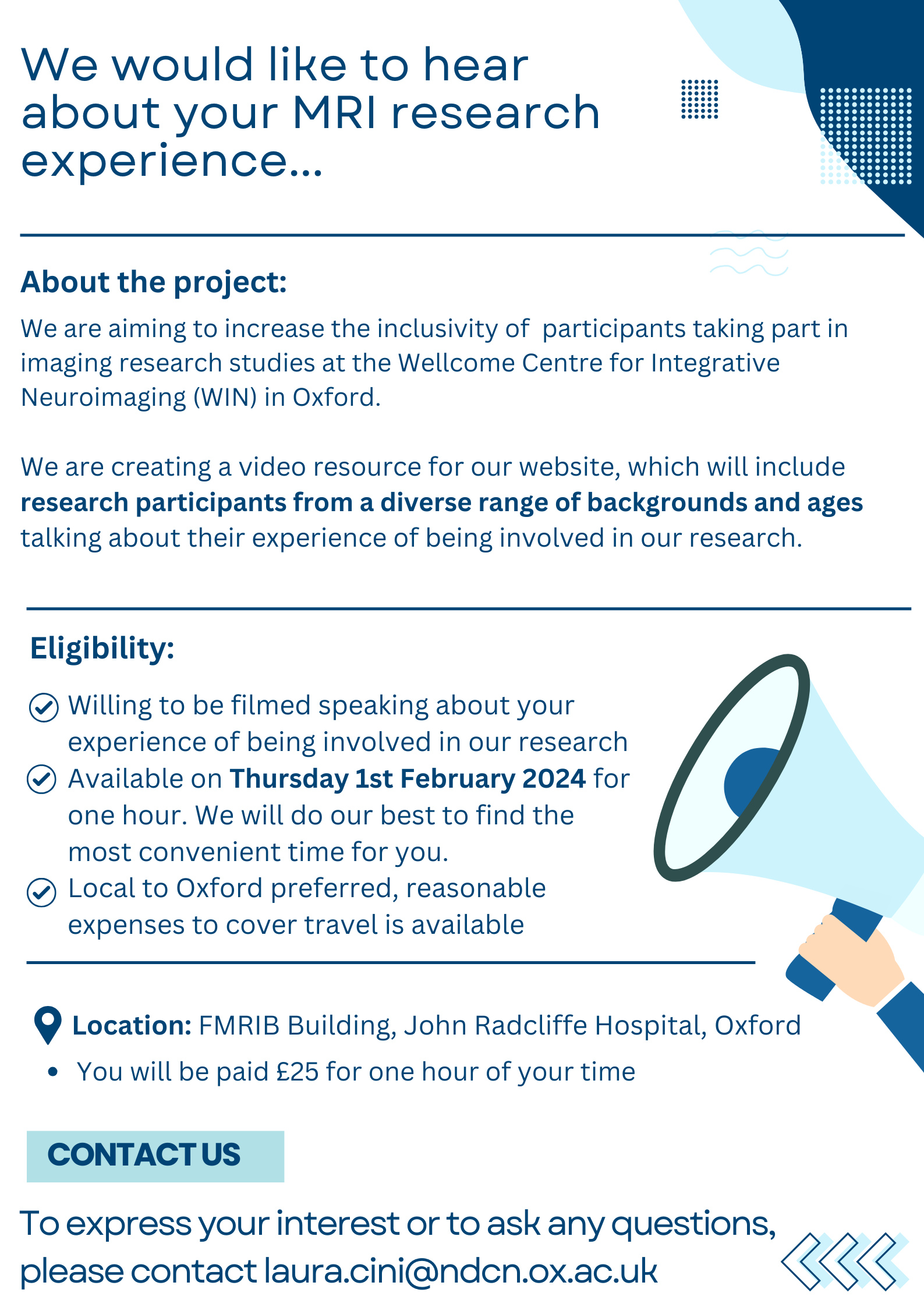 Ways to get involved — Wellcome Centre for Integrative Neuroimaging